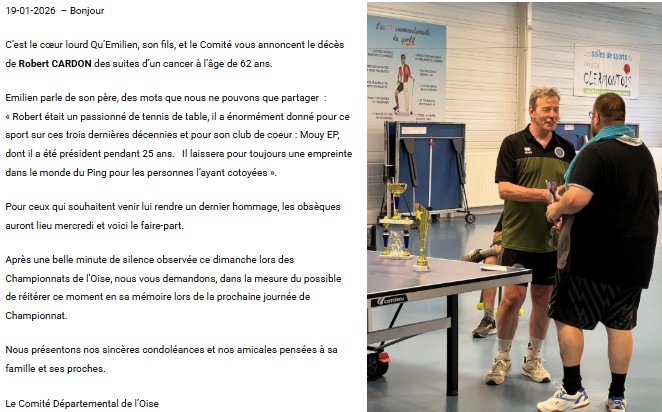 Sincères condoléances à la famille et proches de Robert